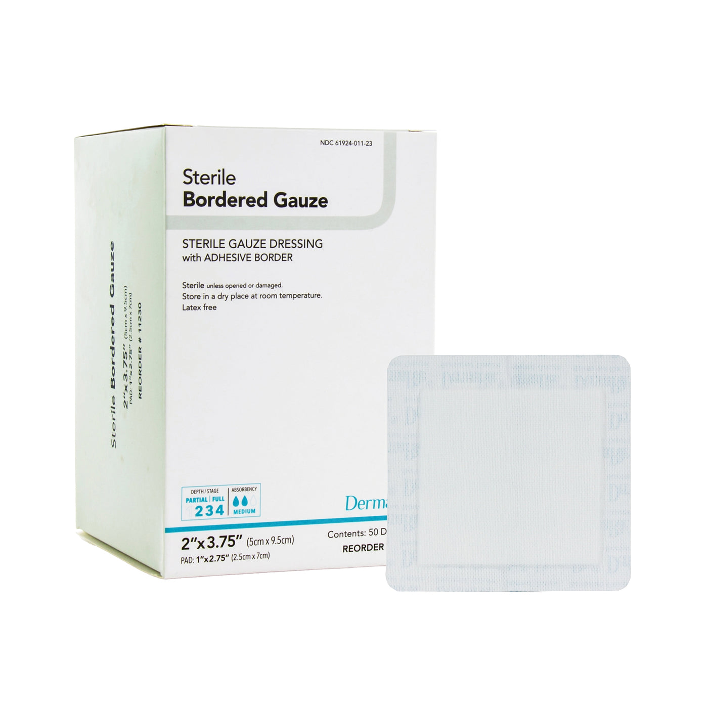 Border Gauze Sterile with Adhesive 2 inch x 3.75 inch (Generic Telfa ...