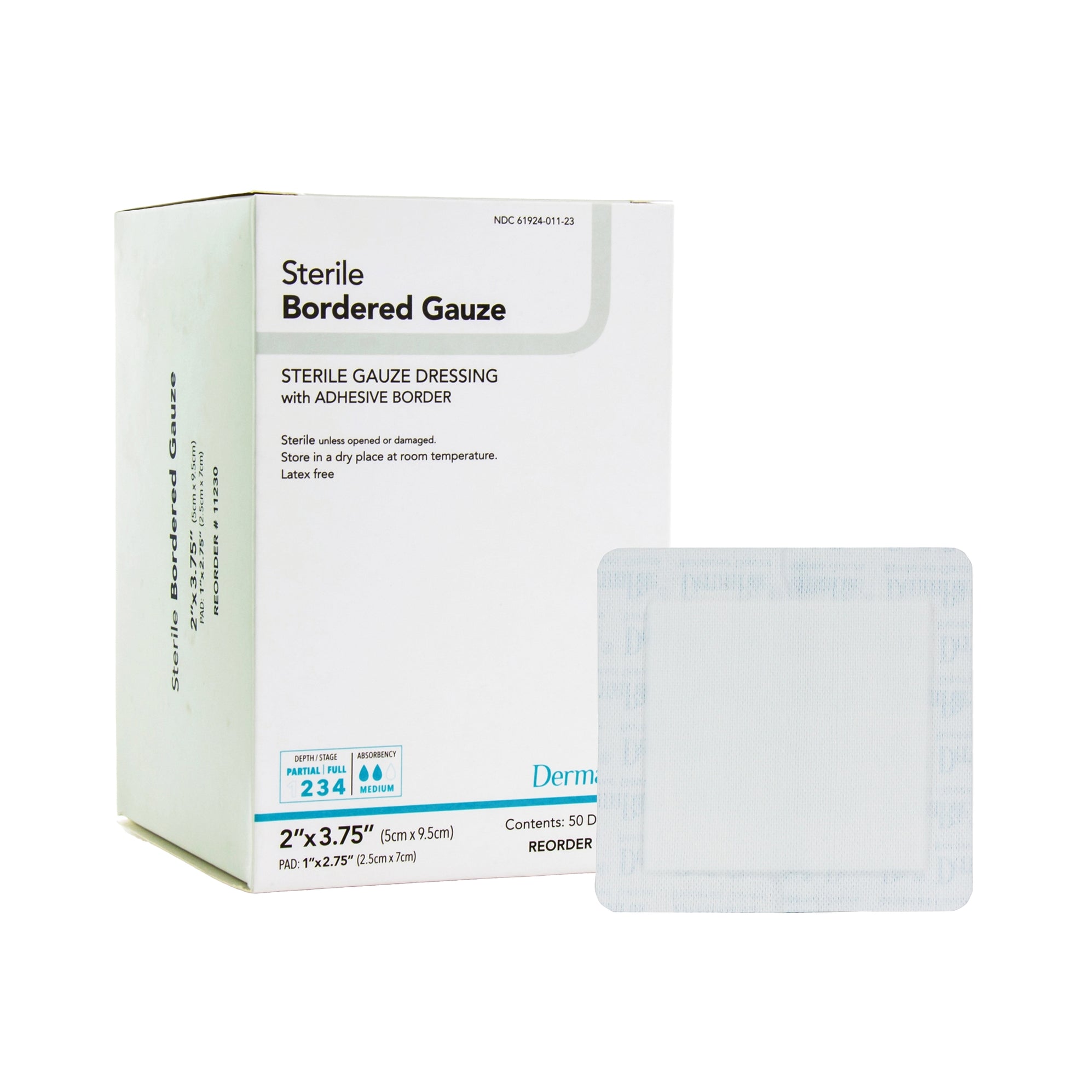 Border Gauze Sterile with Adhesive 2 inch x 3.75 inch (Generic Telfa ...