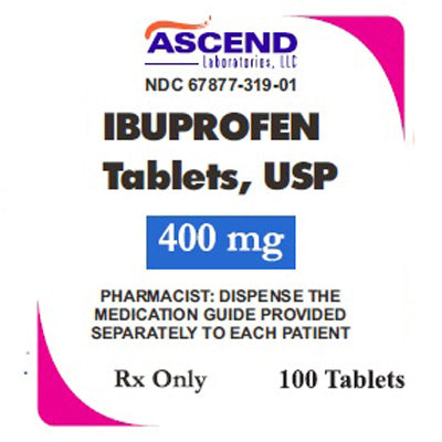Ibuprofen 400 mg Tablets by Ascend Laboratories 100 Count (RX ...