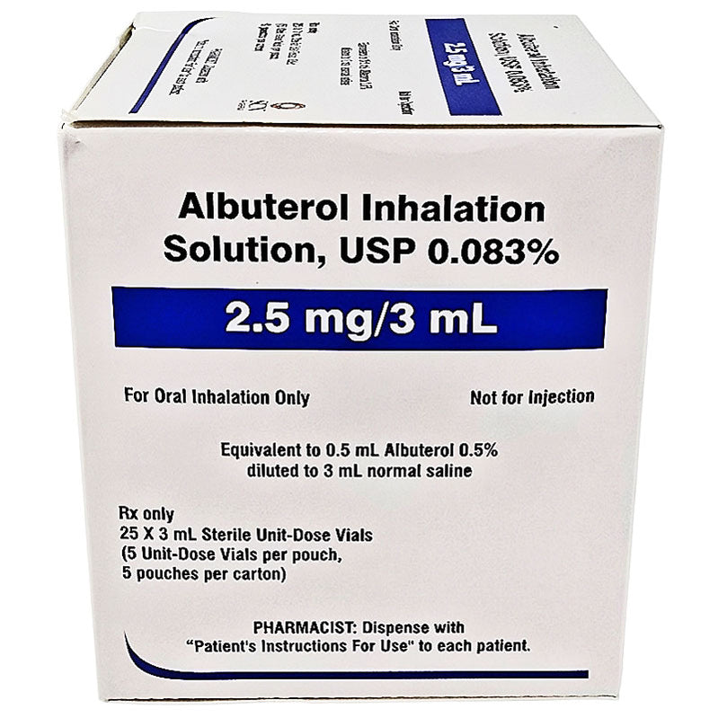 Albuterol Sulfate for Inhalation 1.25 mg Ampules by Mylan 3 mL x 25/Bo ...