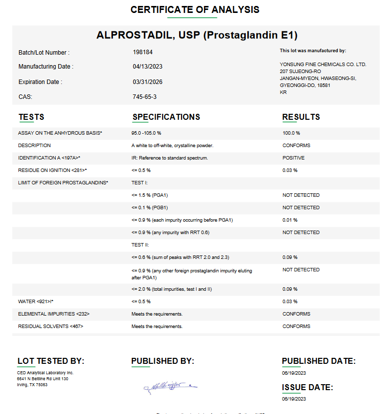 Alprostadil USP API - Vascular & ED Health Solutions — Mountainside ...