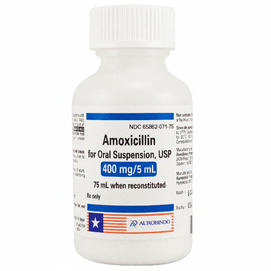 Amoxicillin Oral Suspension Liquid 400 mg per 5 mL Adult Antibiotic ...