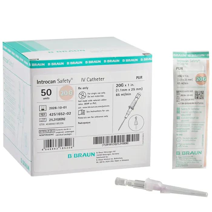 Introcan Safety Peripheral IV Catheter 20 Gauge 1 Inch — Mountainside ...