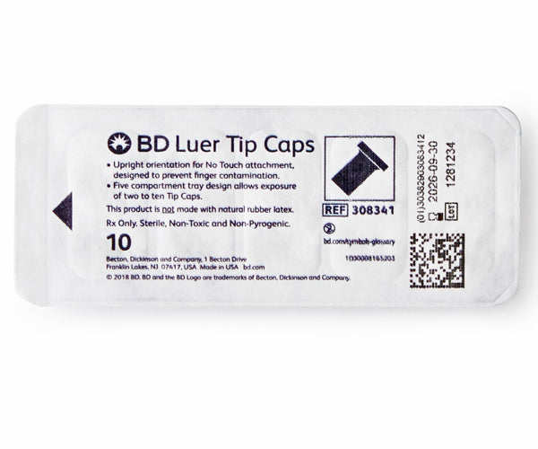 BD Syringe Tip Caps - Sterile Luer Syringe Tip Cap Tray (10 Pack ...