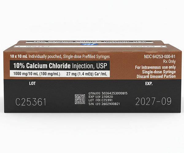 Calcium Chloride 10% Injection Prefilled Syringes 1000 mg/10 mL ...