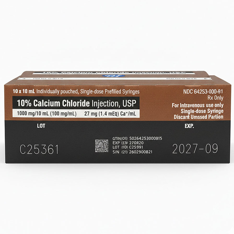 Calcium Chloride 10% Injection Prefilled Syringes 1000 mg/10 mL ...