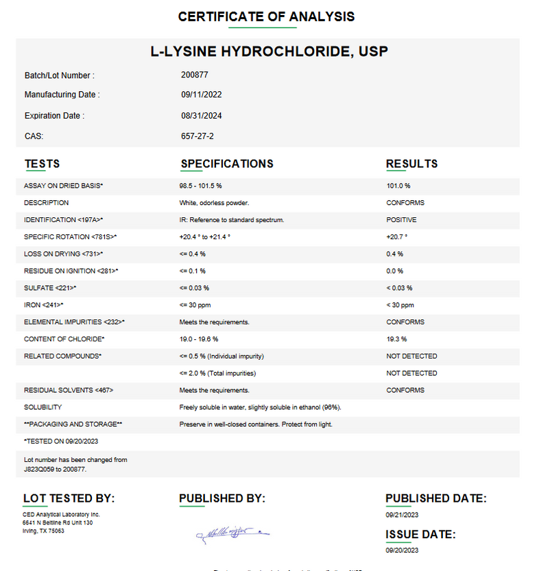 L-Lysine USP: Immune Support & Collagen Building API — Mountainside Medical