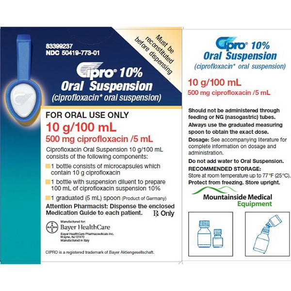 Cipro 10% Ciprofloxacin Oral Suspension — Mountainside Medical Equipment