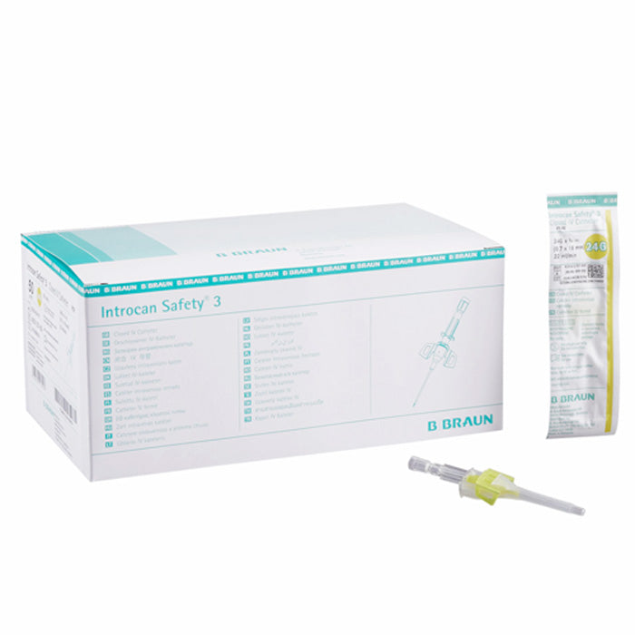 IV Catheter 24 Gauge x 0.75" with Safety Needle, Introcan Safety 3 Clo ...
