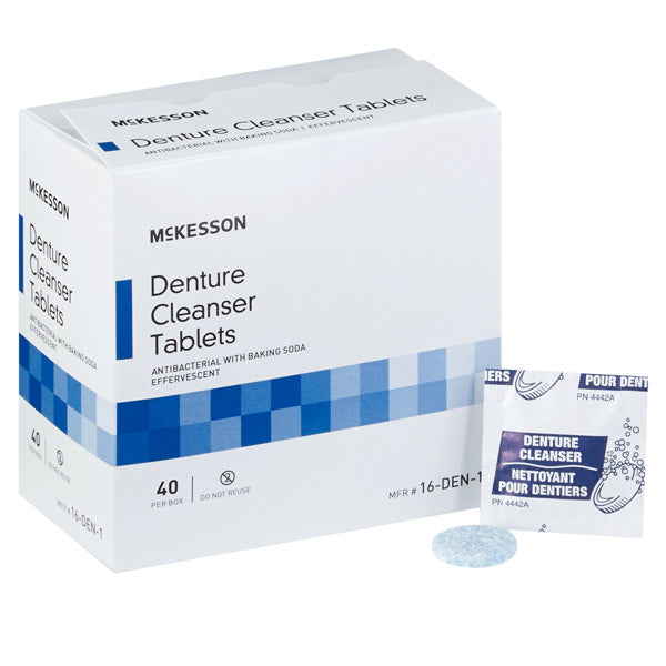 Denture Cleaner Tablets Unflavored Effervescent Antibacterial with Bak ...