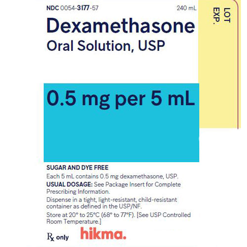 Dexamethasone Oral Solution 0.5 mg/5 mL - Hikma 500 mL — Mountainside Medical Equipment