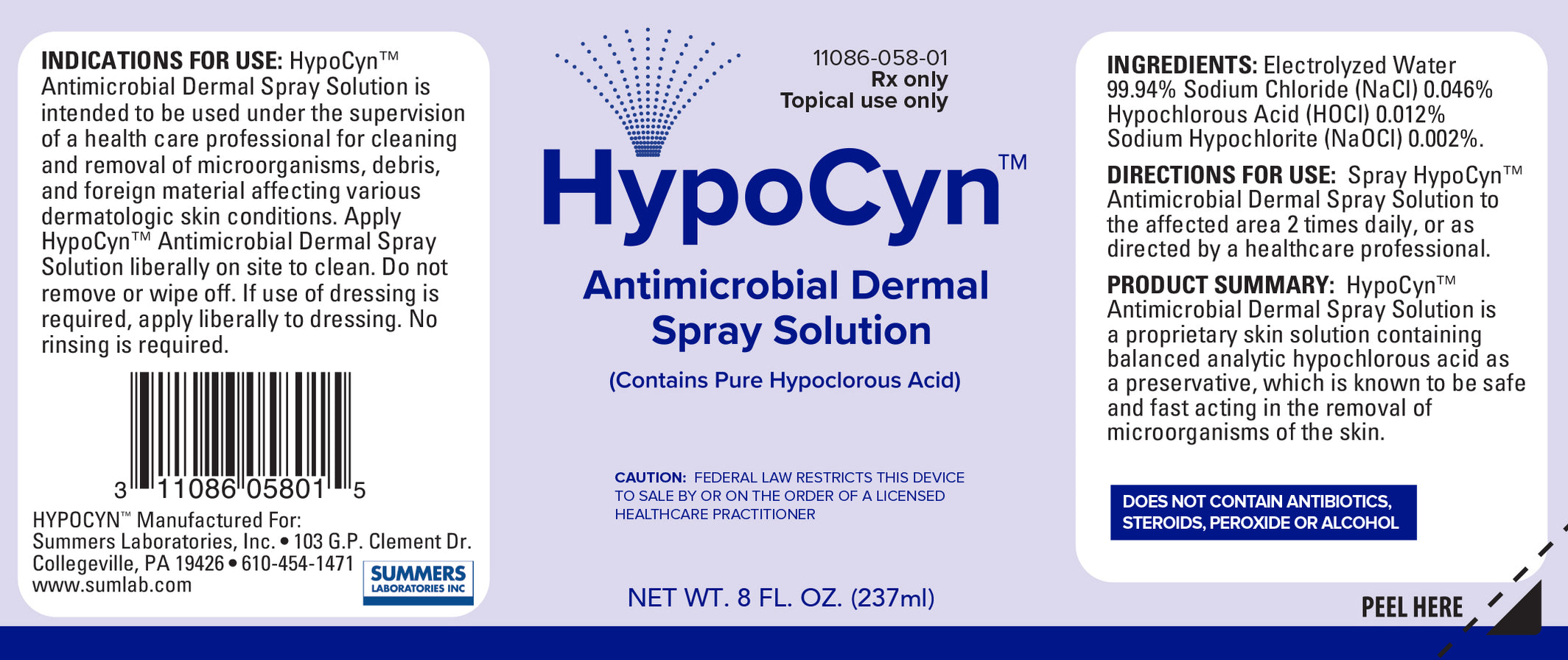 HypoCyn Antimicrobial Dermal Spray Hypochlorous Solution — Mountainside Medical