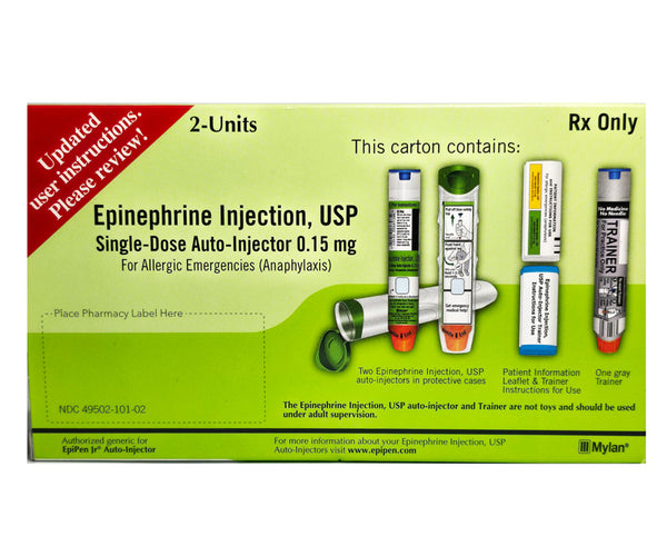 Epinephrine Jr Epipen Auto-Injector Ages & Weight 33 to 66 lbs ...