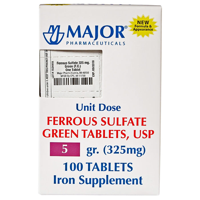 Ferrous Sulfate Green Tablets Iron Supplement 325mg Unit Dose ...