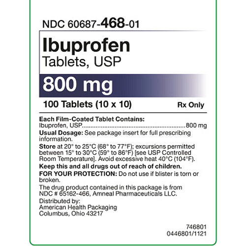 Ibuprofen 800 mg Tablets Unit Dose Packets (10 Packs of 10) 100 Count ...