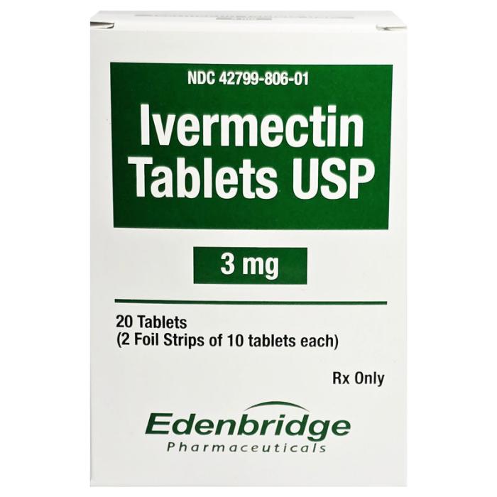 Ivermectin 3 mg Tablets (2 Foil Strips of 10 Tablets) 20 Total Per Box — Mountainside Medical ...