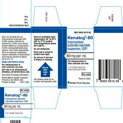 Kenalog 80 mg Injection (Triamcinolone Acetonide) 1 mL — Mountainside ...