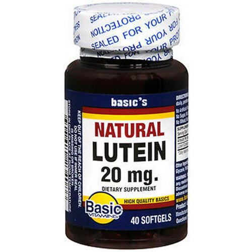 Natural Lutein 20 mg Softgels by Basic Drugs 40 Count — Mountainside ...