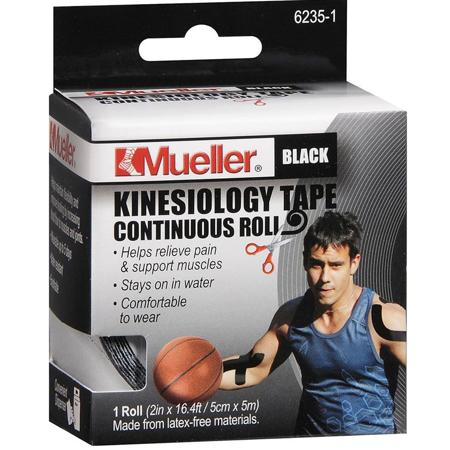 Mueller Kinesiology Tape Continuous Roll 2 inch x 16 Feet, Black ...