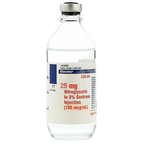 Nitroglycerin in Dextrose 5% Injection 100mcg/mL Glass Bottle 250 mL x ...