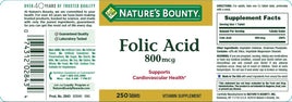 Folic Acid 800mcg Tablets by Natures Bounty — Mountainside Medical