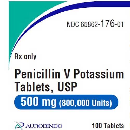 Penicillin V Potassium Antibiotic Tablets 500 mg (800,000 Units) 100/B ...