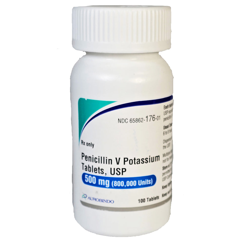 Penicillin V Potassium Antibiotic Tablets 500 mg (800,000 Units) 100/B — Mountainside Medical