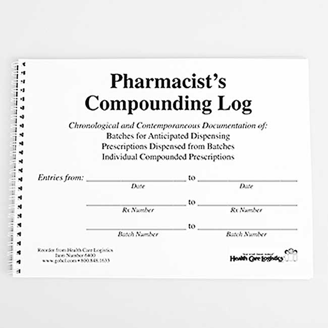 Pharmacists Compounding Log Book — Mountainside Medical Equipment