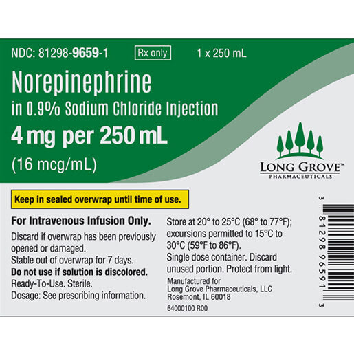 Norepinephrine in 0.9% Sodium Chloride IV Bags 4 mg/250 mL ...