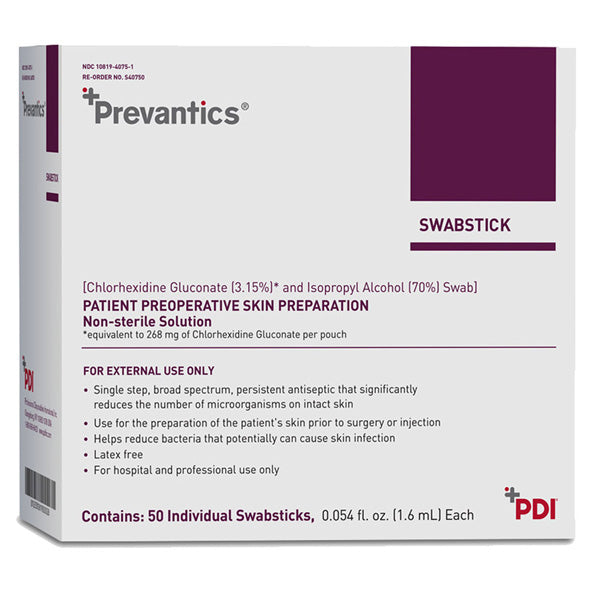 PDI Prevantics Chlorascrub Skin Prep Swabsticks — Mountainside Medical ...