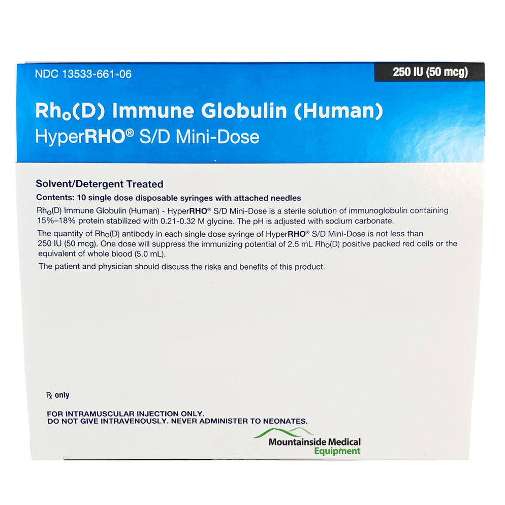 Rho (D) Immune Globulin (Human) HyperRHO S/D Mini-Dose 250 IU (50 MCG ...