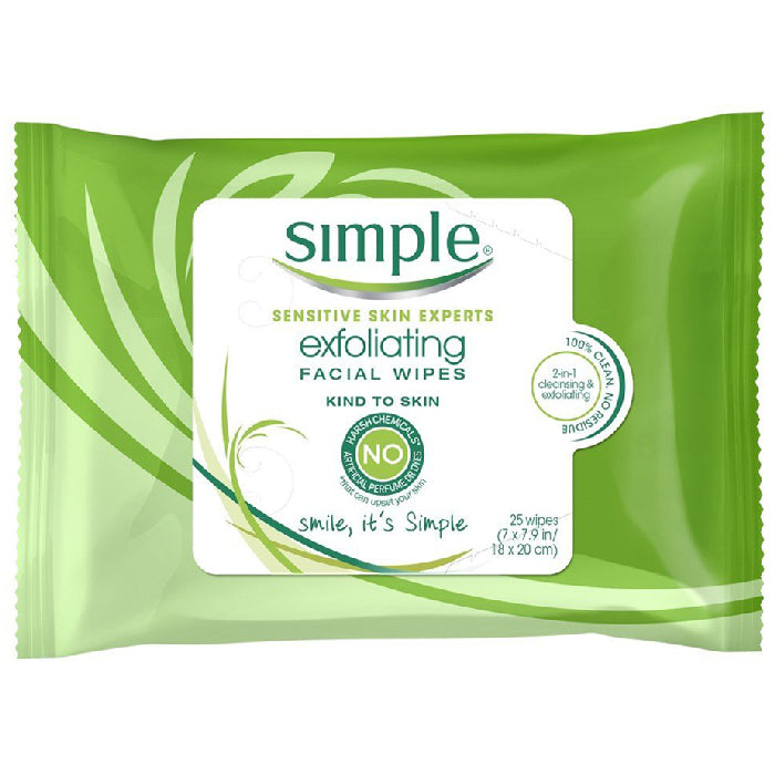 Simple Sensitive Skin Exfoliating Facial Wipes Hypoallergenic with Alo ...