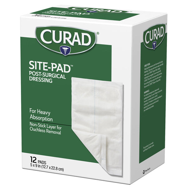 Site-Pad Post Surgical Dressing 5" x 9" Curad Non-Stick Pads 12/Box ...