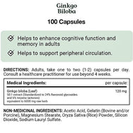 Ginkgo Biloba 120mg For Cognitive Function and Memory Health ...