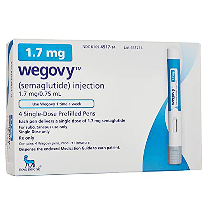 Wegovy (semaglutide) Injector 1.7 mg/0.75 mL, 4 Pens Per Box **Refrige ...