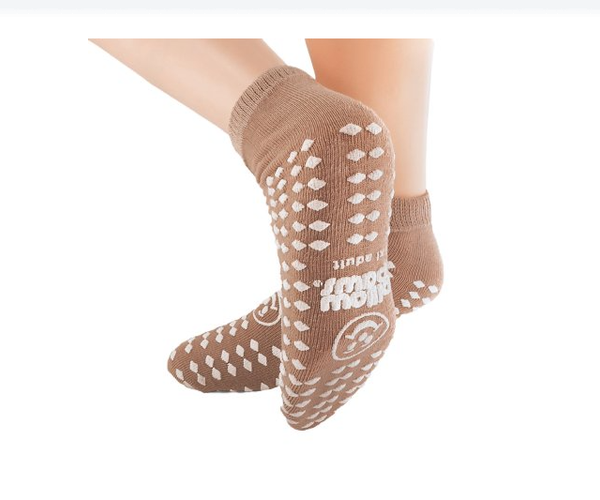 Non-Slip Tredded Hospital Fall Prevention Socks, 360 Print Tan ...