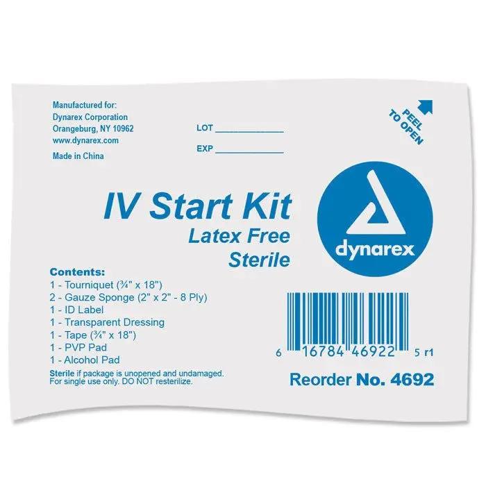 IV Start Kit with Transparent Dressing, Tourniquet, Tape & Prep Pads ...