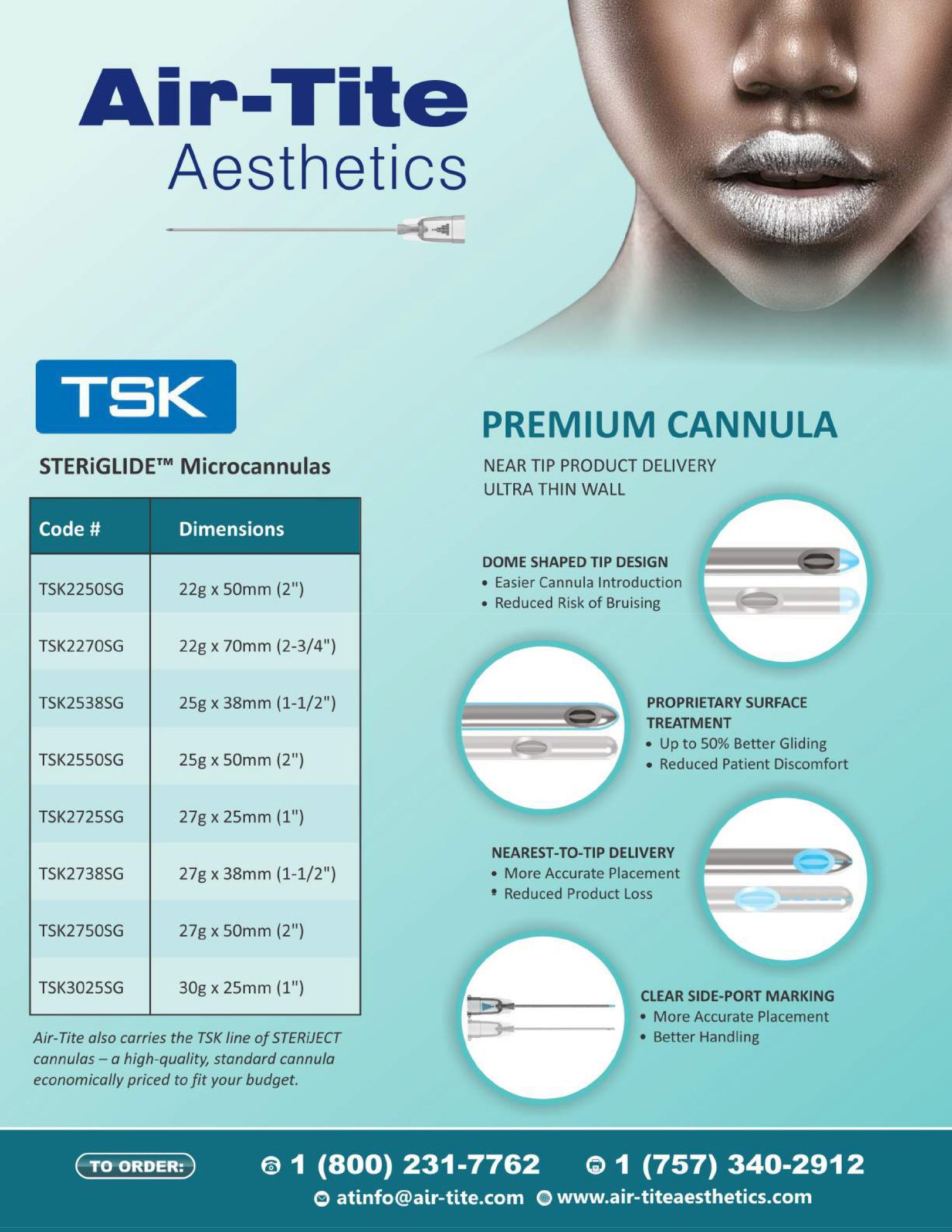 Aesthetic Cannula Needles SteriGlide MicroCannulas Non-Safety 25 Gauge ...