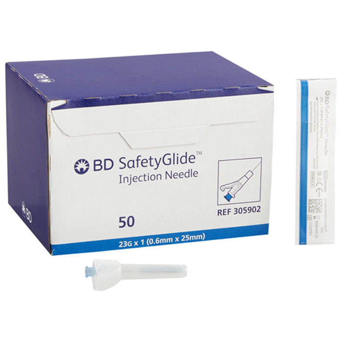 BD 23G x 1 inch Safety Syringe with SafetyGlide 50 box — Mountainside Medical