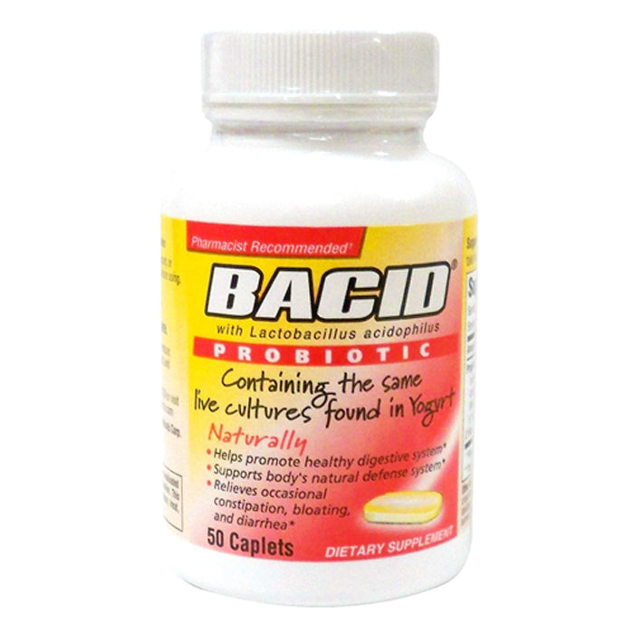 Bacid Probiotic Caplets for Digestive Health 50 ct — Mountainside ...