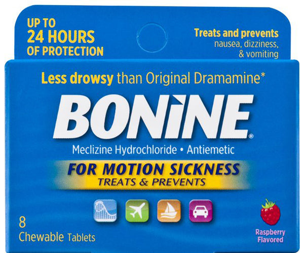 Bonine Motion Sickness Prevention Chewable Tablets, 6 Count Raspberry ...