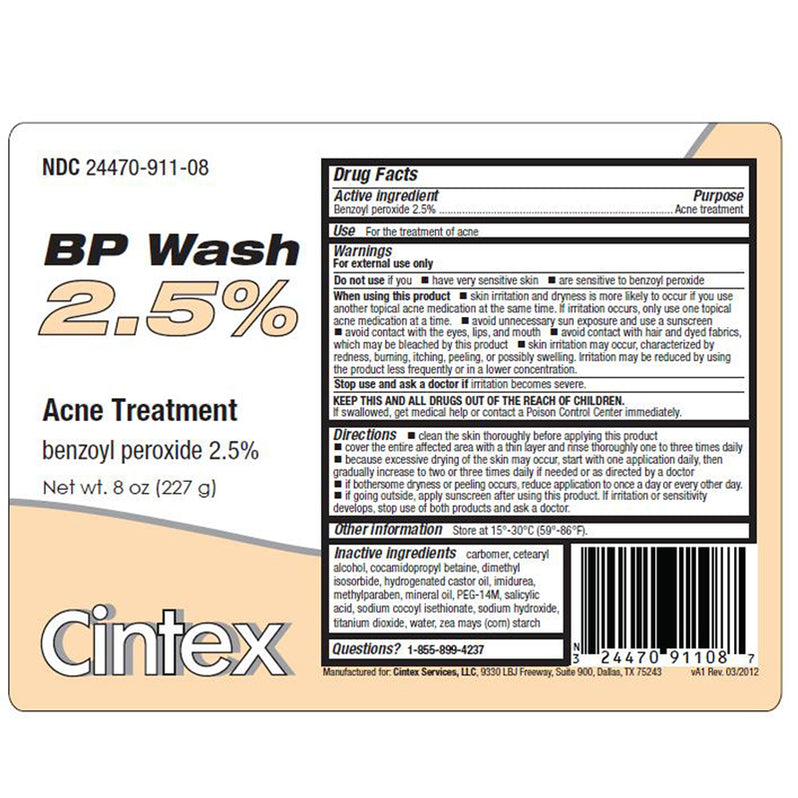 Cintex Benzoyl Peroxide 2.5% Acne Treatment Face Wash 8 oz (Rx ...