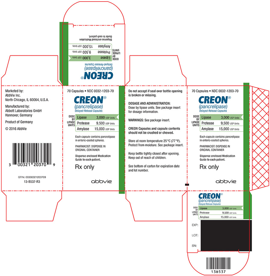 Creon DR (Pancrelipase) Capsules 3000 USP Units 70/Bottle (RX ...