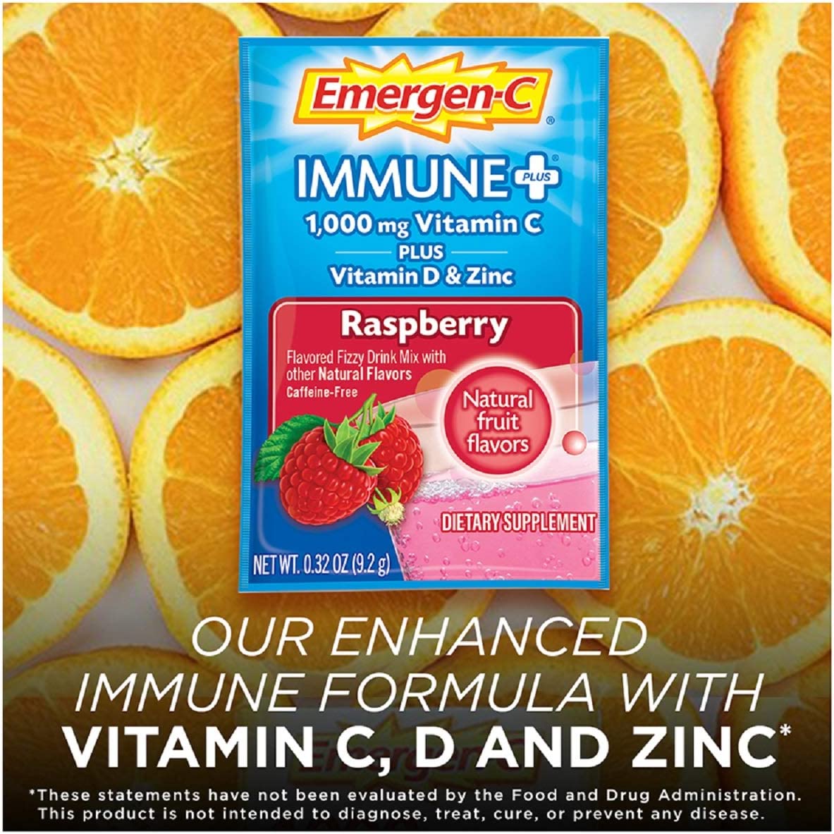 Emergen-C Immune Plus Drink Mix Effervescent Tablets Raspberry Flavor ...