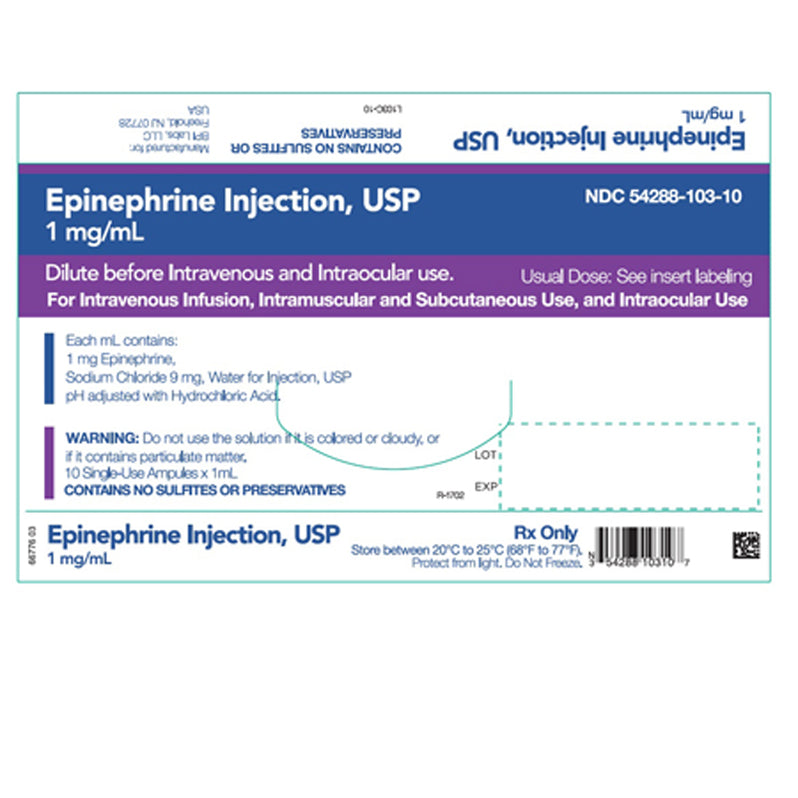 Epinephrine for Injection 1 mL Ampules — Mountainside Medical
