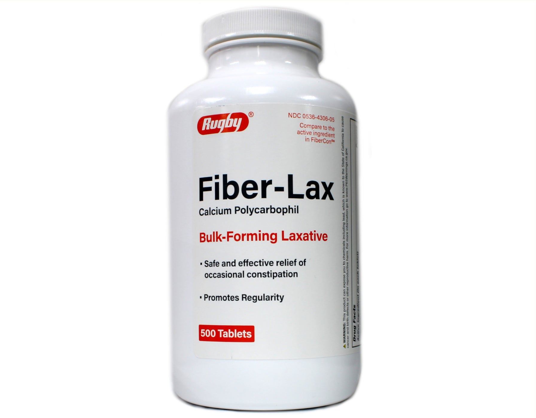 Rugby Fiber-Lax 625mg Tablets 500ct — Mountainside Medical