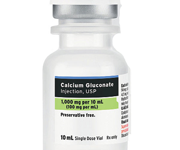 Calcium Gluconate Injection 1000mg per 10 ml Vial Multiple-Dose ...