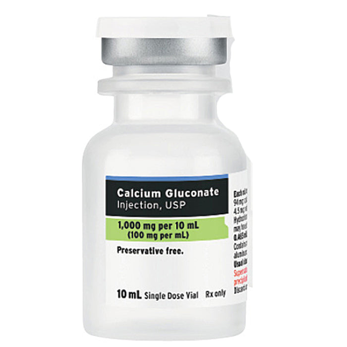 Calcium Gluconate Injection 1000mg per 10 ml Vial Multiple-Dose ...