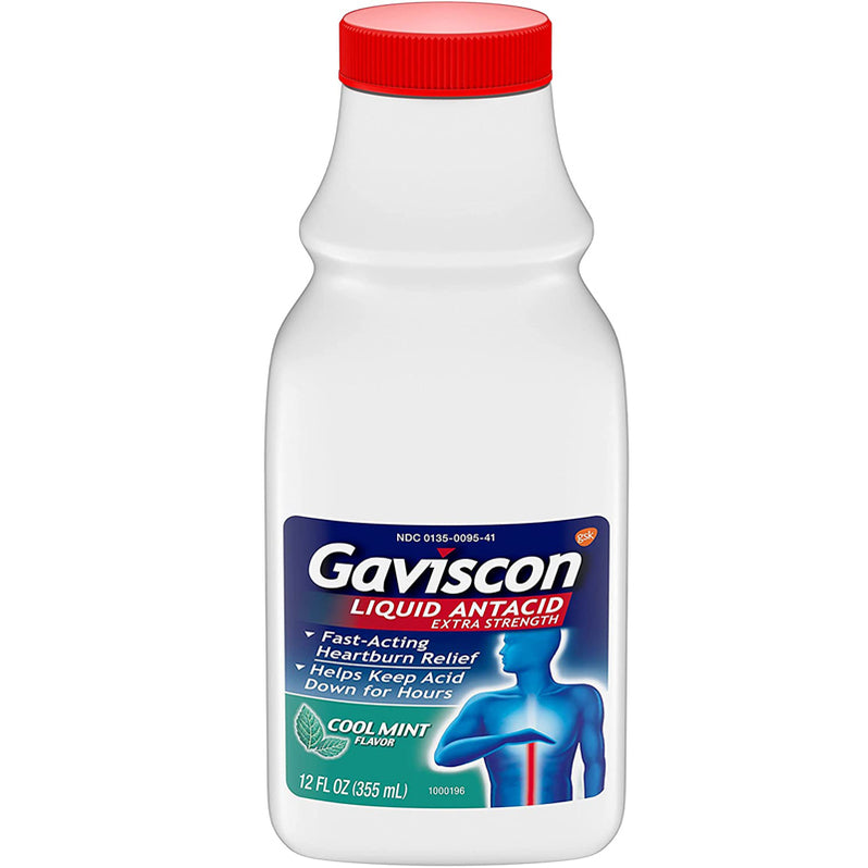 Gaviscon Extra Strength Liquid Antacid Cool Mint Flavor 12 oz ...