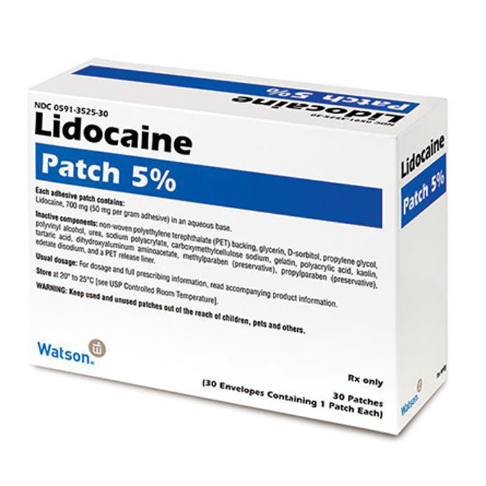 Lidocaine Patch 5% by Watson 30/Box (Rx) — Mountainside Medical Equipment